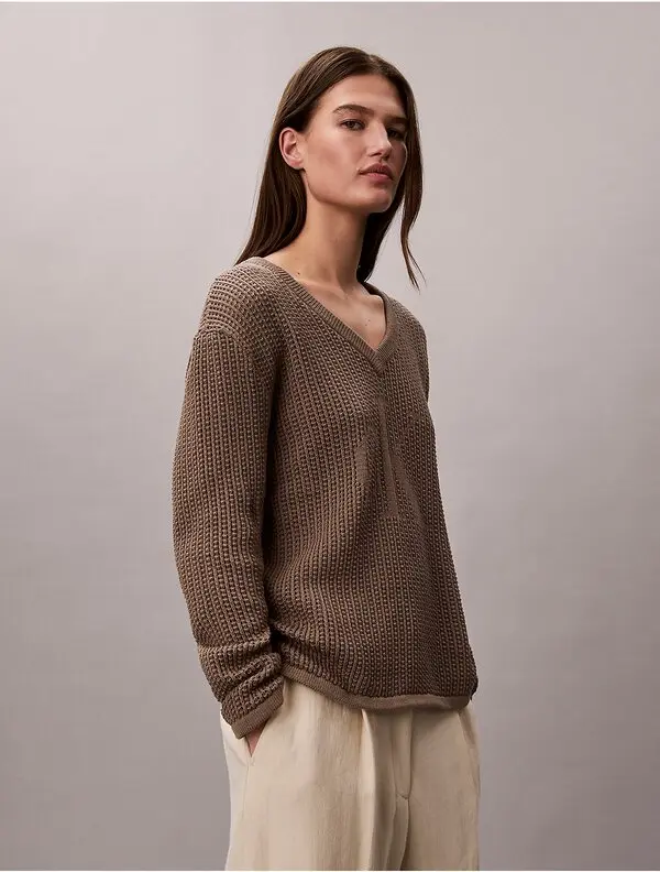 Calvin Klein Smooth Cotton Relaxed Monogram Sweater