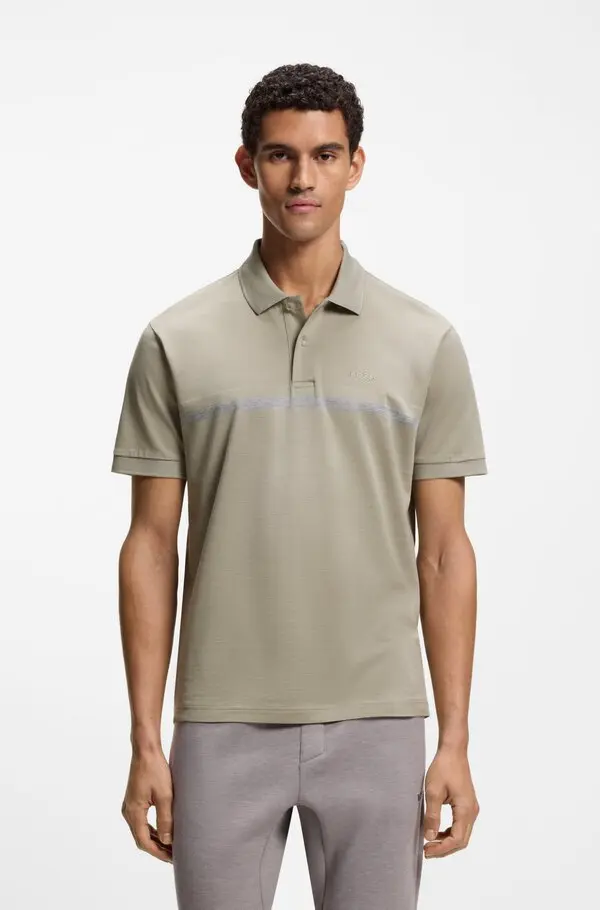BOSS Paddy Polo Shirt With Engineered Stripe - Light Beige