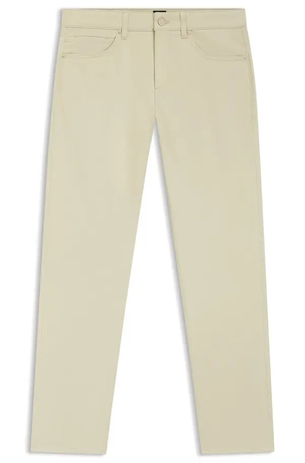BOSS Delaware Slim-fit Trousers In A Cotton Blend - Light Beige