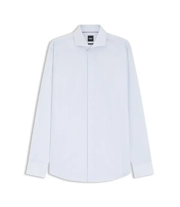 BOSS Printed Slim-fit Shirt In Wrinkle-free Cotton Twill