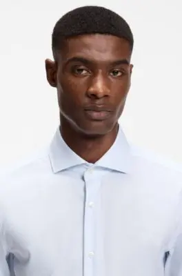 BOSS Printed Slim-fit Shirt In Wrinkle-free Cotton Twill