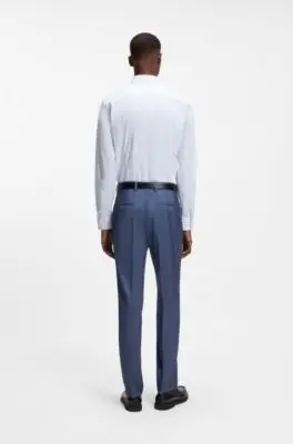 BOSS Printed Slim-fit Shirt In Wrinkle-free Cotton Twill