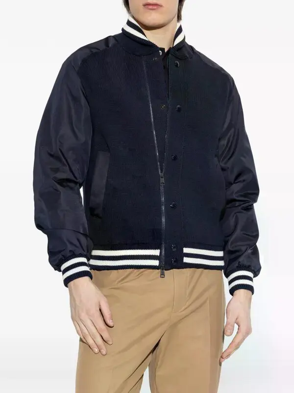 Moncler Striped-trim Knitted Bomber Jacket