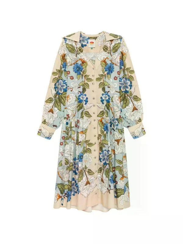 Farm Rio Sand Garden Midi Dress - Neutrals