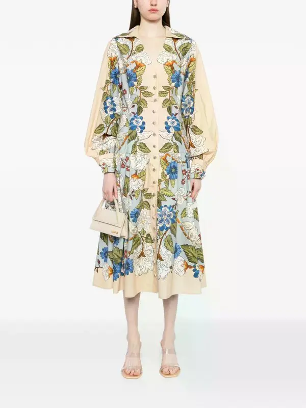 Farm Rio Sand Garden Midi Dress - Neutrals