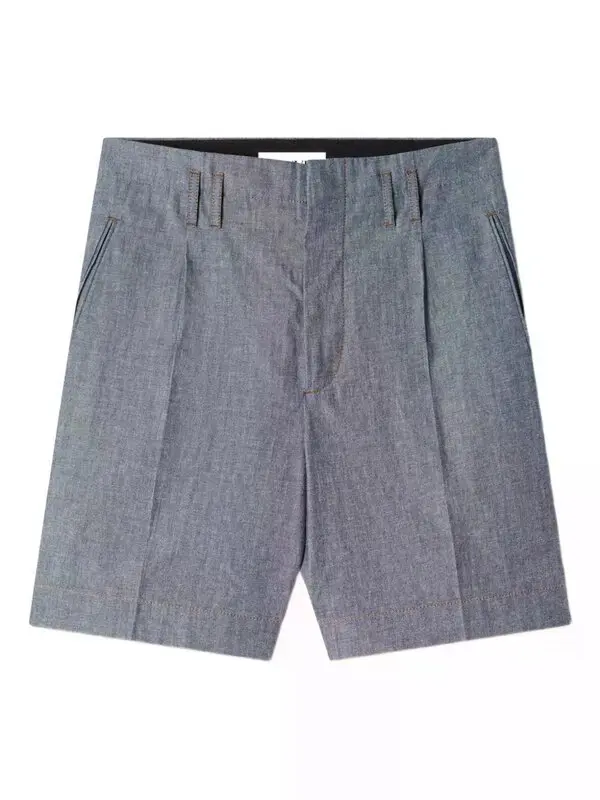 LANVIN Pleated Cotton Shorts - Blue