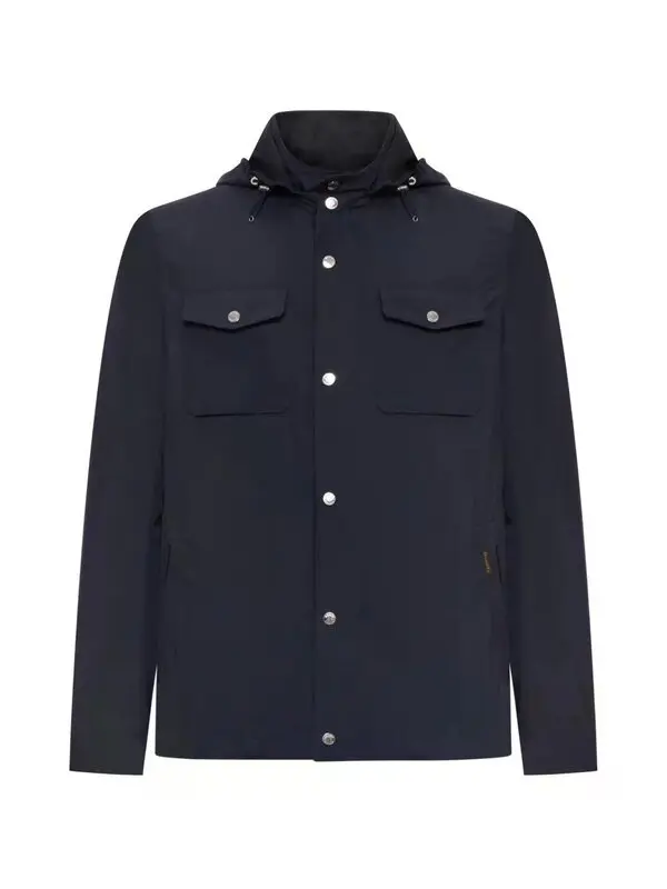 MOORER Buttoned Hooded Jacket - Blue