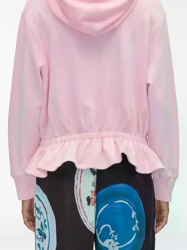 Stine Goya Hooded Pullover With Ruffled Hem - Pink