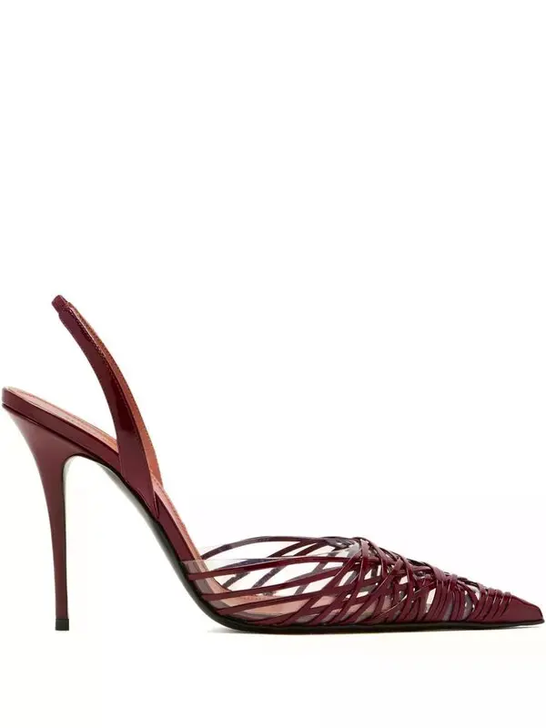Amina Muaddi Lori Woven Slingback Pumps - Red