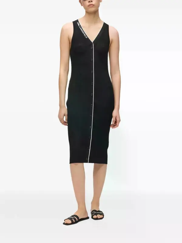 Karl Lagerfeld Midi Logo-detail Button Dress