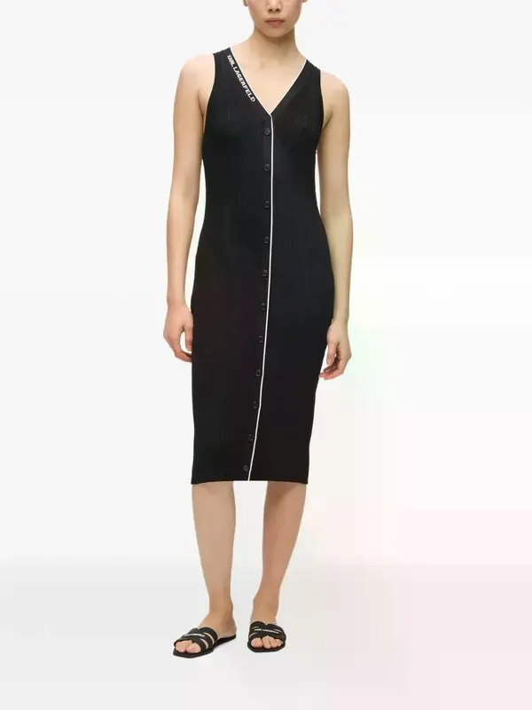 Karl Lagerfeld Midi Logo-detail Button Dress