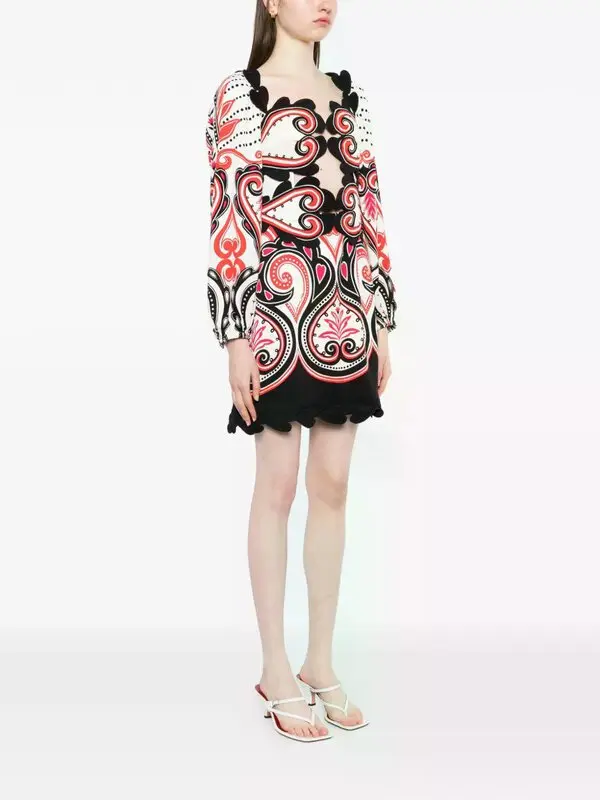 Farm Rio Graphic Cut-out Mini Dress - White