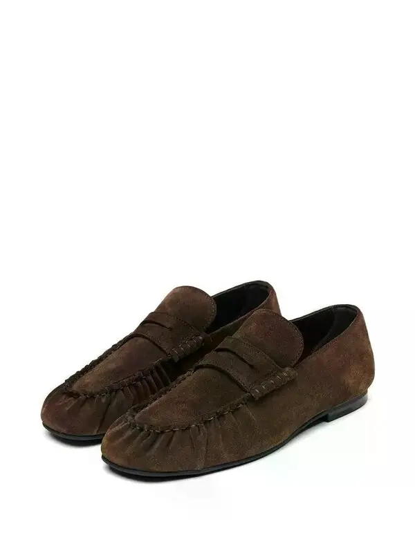 ALOHAS Aven Square-toe Loafers With Ruffled Trim - Brown