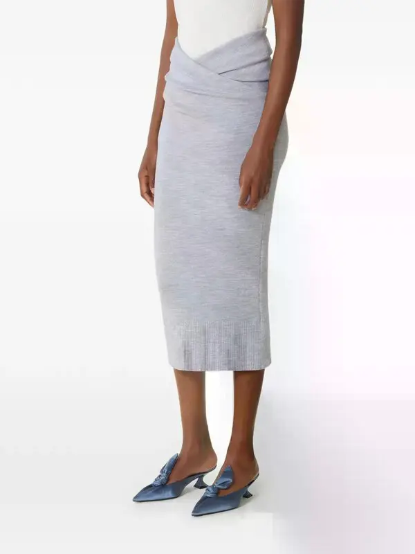 LANVIN Draped Wrap-effect Midi Skirt