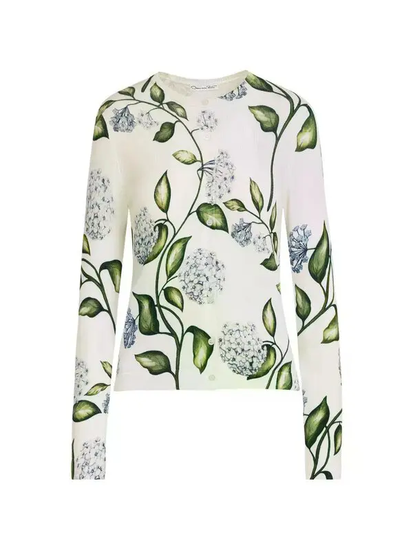 Oscar De La Renta Floral-print Cardigan - White