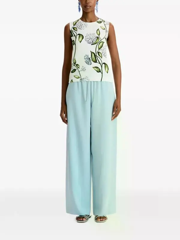Oscar De La Renta Floral Print Tank Top - White