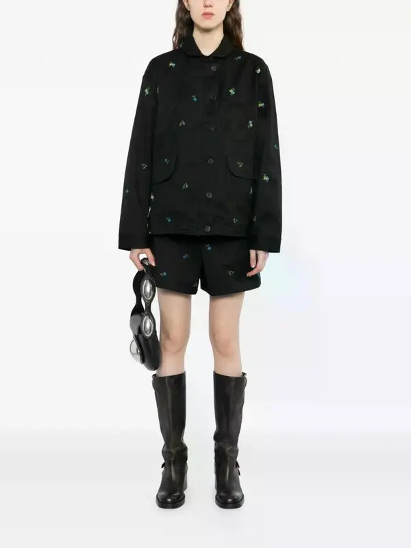 JNBY Embroidered Rolled-hem Shorts