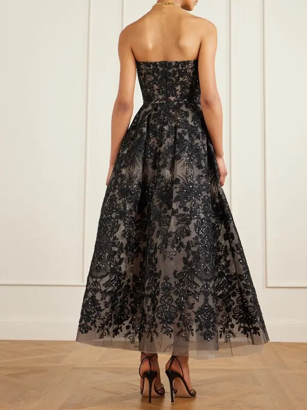 blue dress for baby girl Elie Saab Pre-Fall 2024 Black Sleeveless Gown with Structural Straps a –  Sellier main image 1