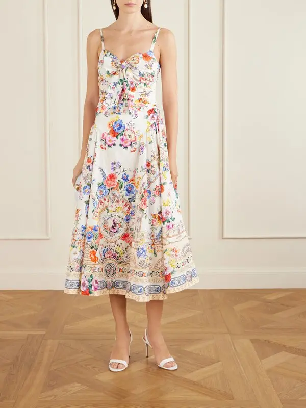 Camilla Ballerina Floral-print Cotton-blend Midi Dress - Multi