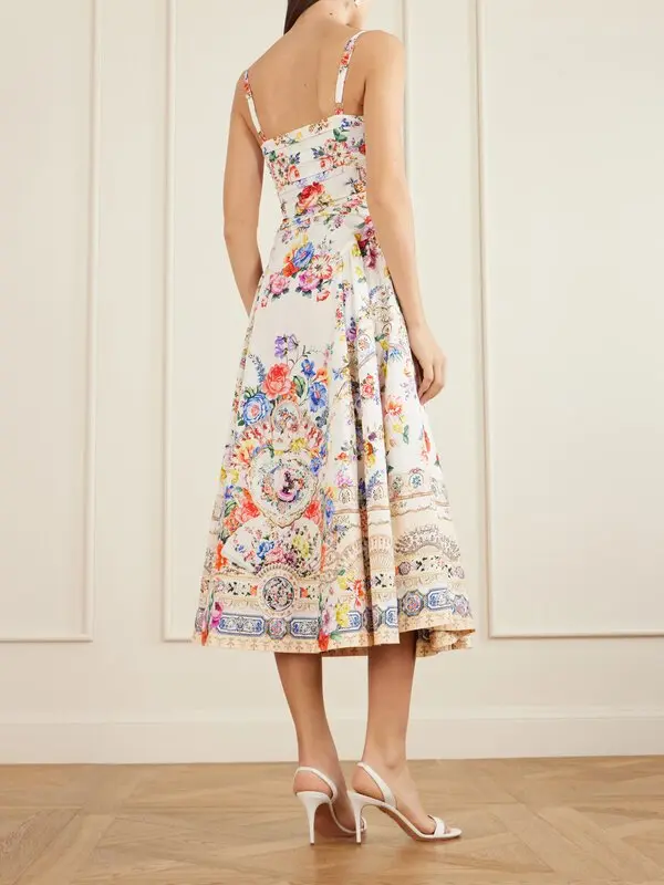 Camilla Ballerina Floral-print Cotton-blend Midi Dress - Multi