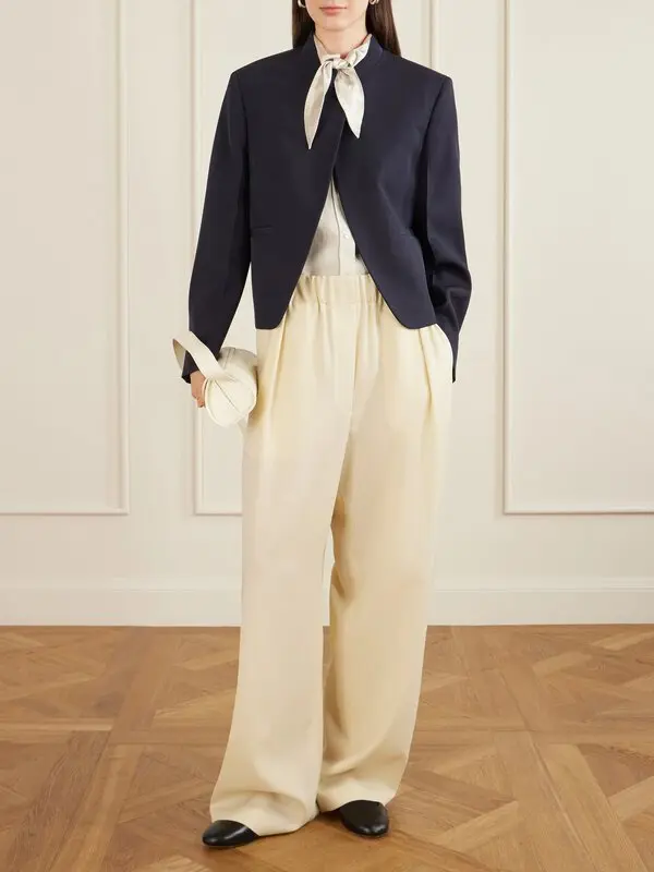 JIL SANDER Cropped Asymmetric Wool-twill Jacket