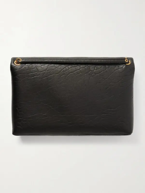 Saint Laurent Cassandre Textured-leather Shoulder Bag - Black