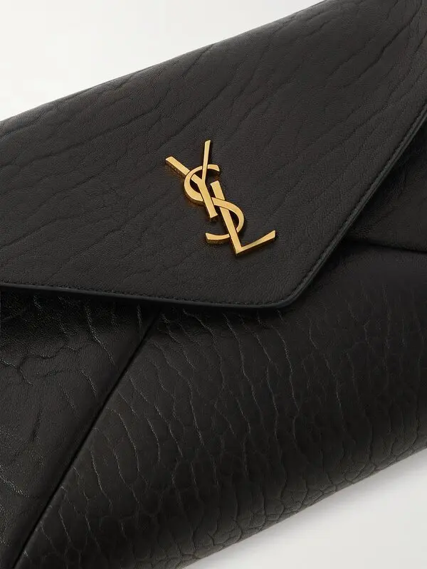 Saint Laurent Cassandre Textured-leather Shoulder Bag - Black