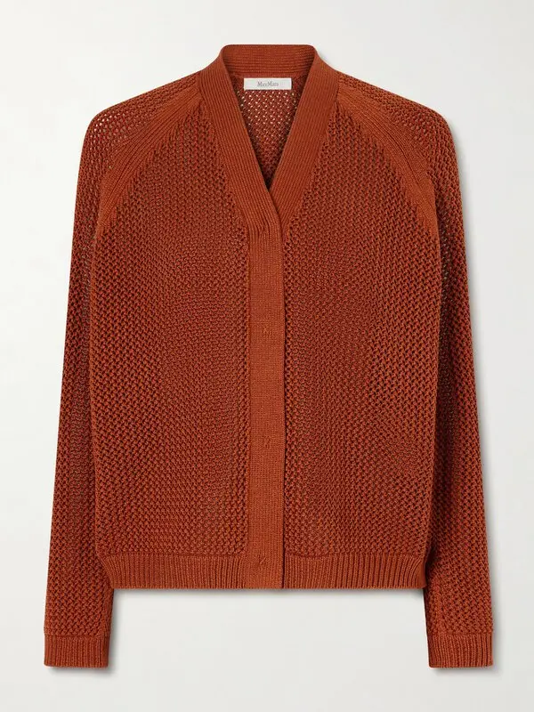 Max Mara Open-knit Silk-blend Cardigan - Red