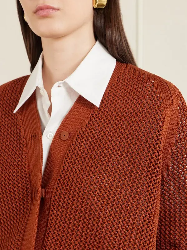 Max Mara Open-knit Silk-blend Cardigan - Red