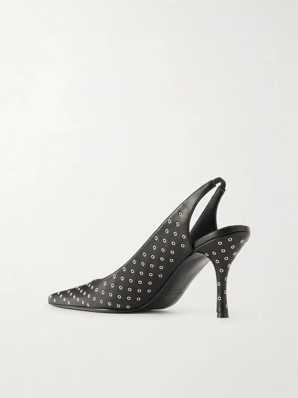 Magda Butrym Eyelet-embellished Leather Slingback Pumps