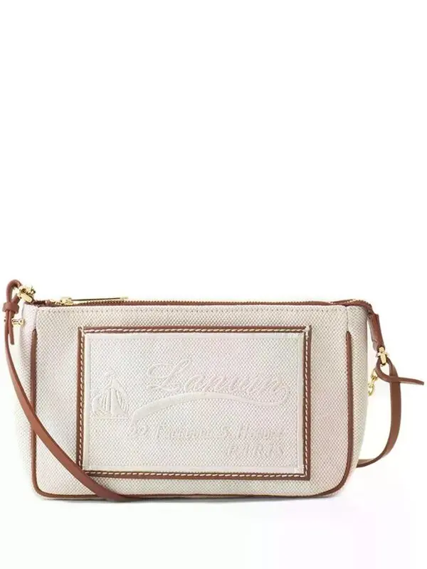 LANVIN Embroidered-logo Crossbody Bag - Neutrals