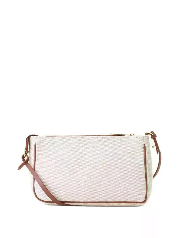 LANVIN Embroidered-logo Crossbody Bag - Neutrals