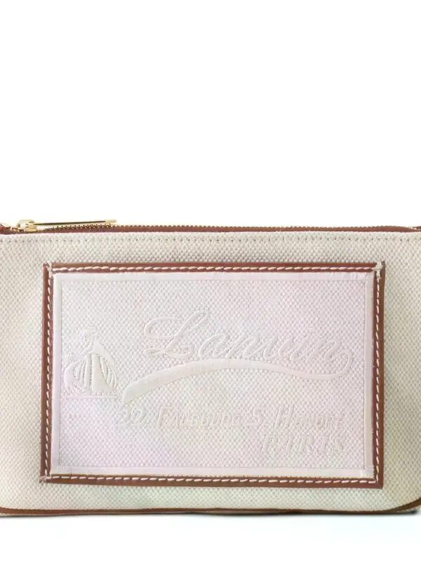 LANVIN Embroidered-logo Crossbody Bag - Neutrals