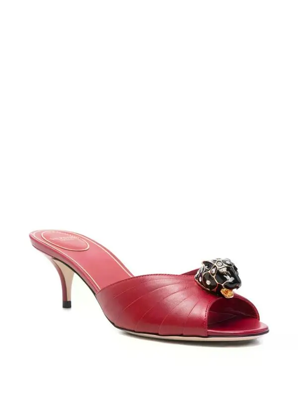 Valentino Garavani Embellished Pleated Heeled Sandals - Red