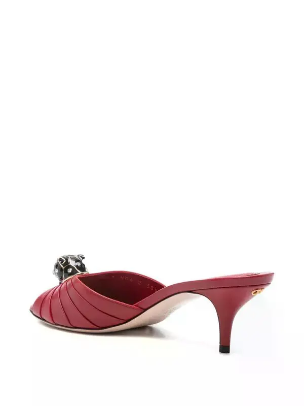Valentino Garavani Embellished Pleated Heeled Sandals - Red
