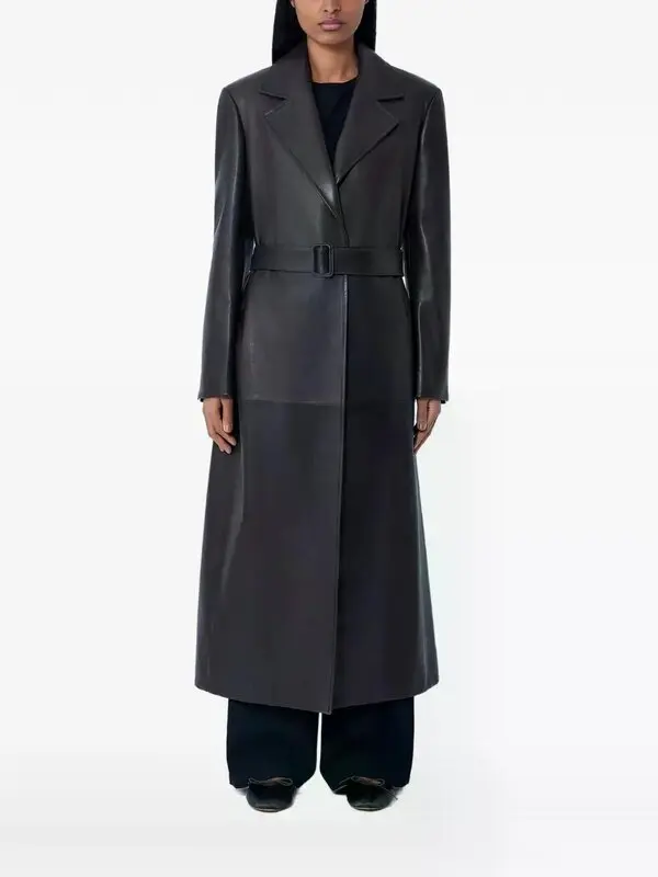 THE ROW Raisa Notched-lapels Belted Leather Coat