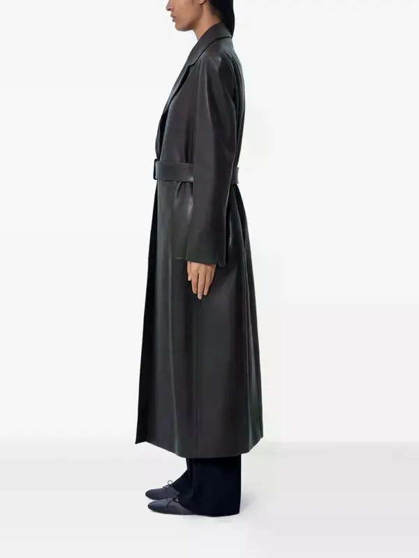 THE ROW Raisa Notched-lapels Belted Leather Coat