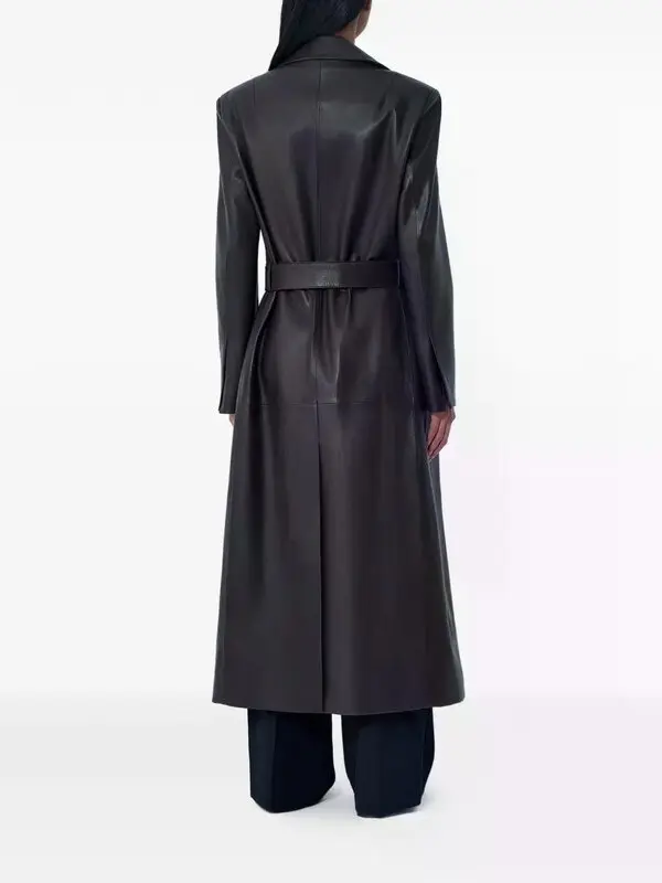 THE ROW Raisa Notched-lapels Belted Leather Coat