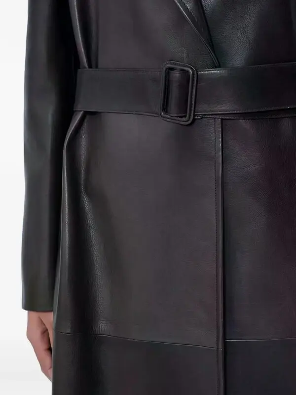 THE ROW Raisa Notched-lapels Belted Leather Coat