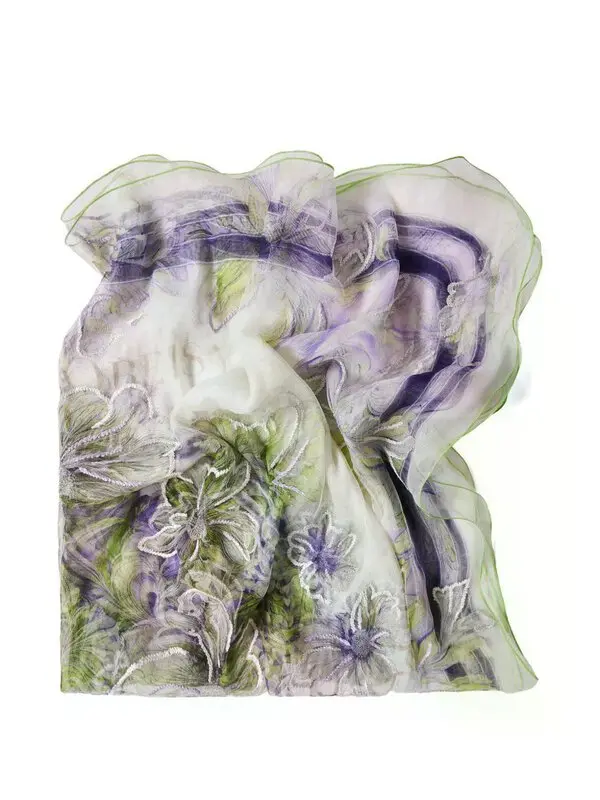 SAIID KOBEISY Floral-print Scarf - Purple