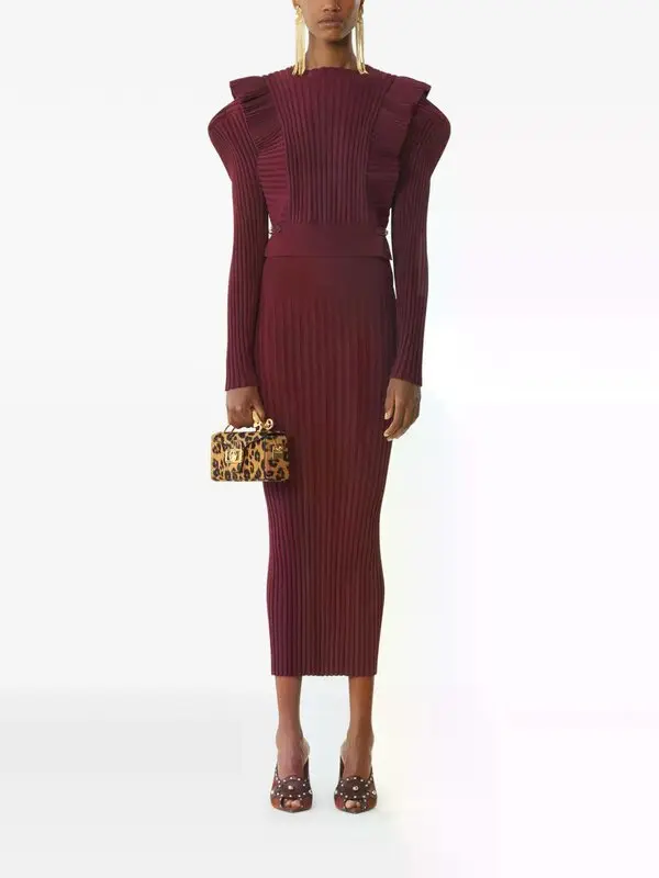LANVIN Long-sleeve Sweater With Ruffle Detail - Red