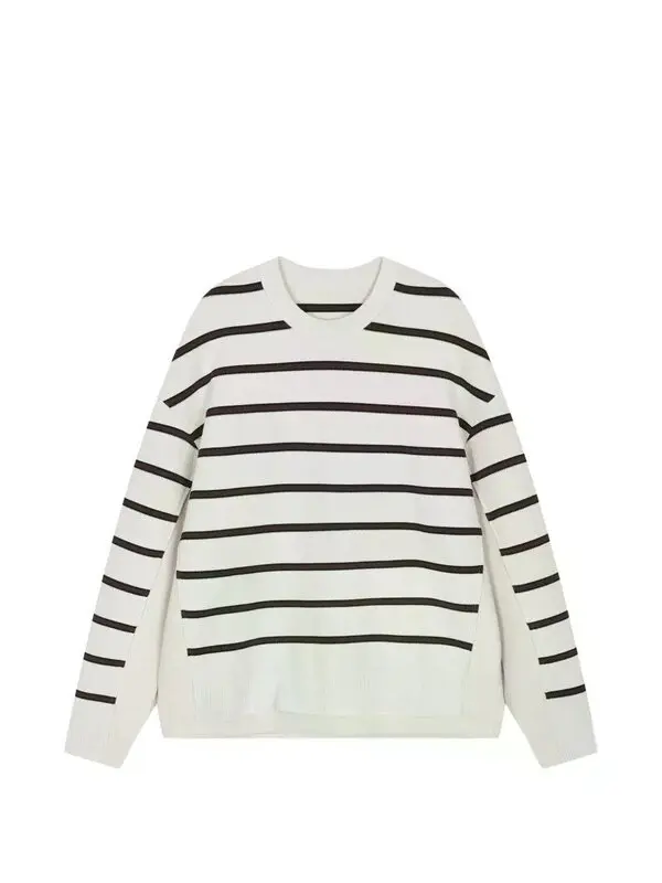 CROQUIS Striped Crewneck Jumper - White