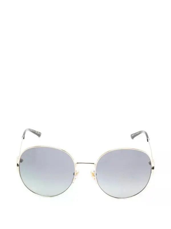 Gucci Logo-detail Round-frame Sunglasses - Gold