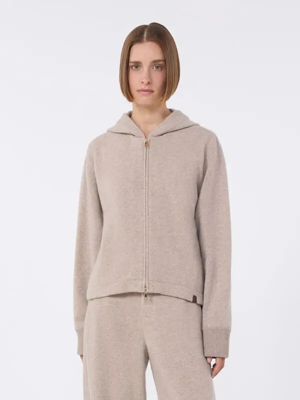 Max Mara Cashmere And Wool Jersey Hooded Sweatshirt - Beige