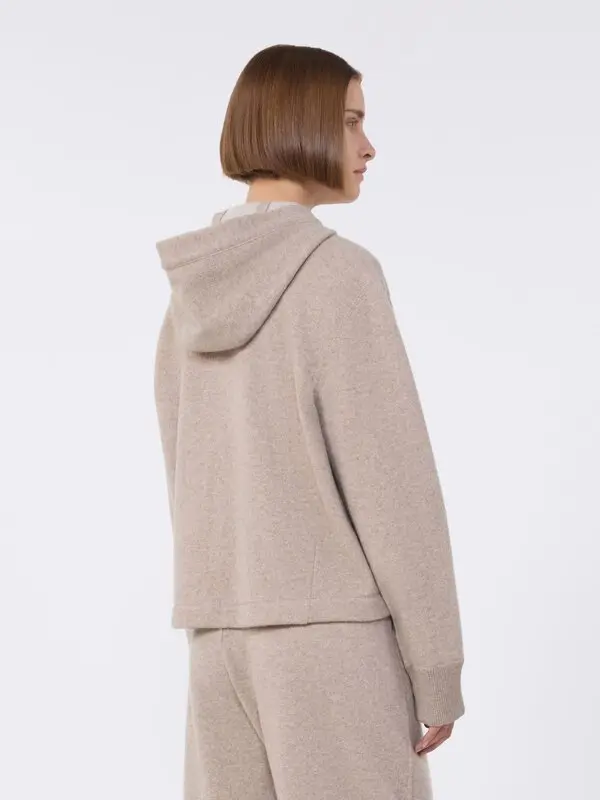 Max Mara Cashmere And Wool Jersey Hooded Sweatshirt - Beige