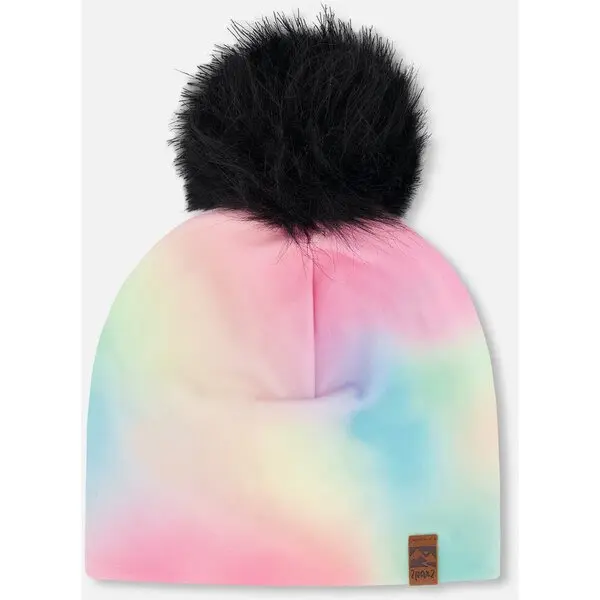 DEUX PAR DEUX Stretch Jersey Hat With Pompom - Multicolor