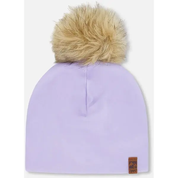 DEUX PAR DEUX Stretch Jersey Hat With Pompom - Purple