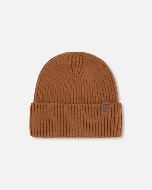 DEUX PAR DEUX Rib Knit Beanie Hat - Brown
