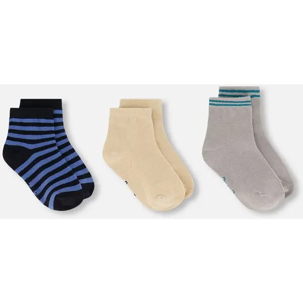 DEUX PAR DEUX Striped Socks Set - Striped Beige
