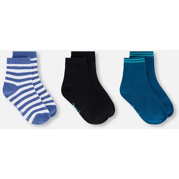 DEUX PAR DEUX Striped Socks Set - Striped Blue